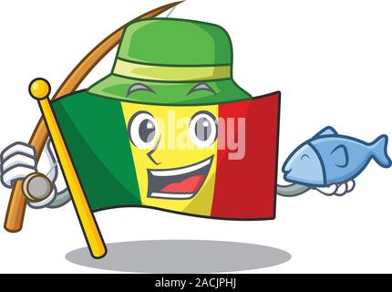 Cartoon character of funny Fishing flag central african design Stock ...