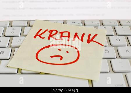Note on Computer Keyboard: Sick Stock Photo - Alamy