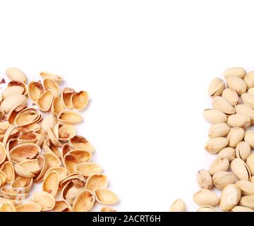 Pistachios and shells. Frame Stock Photo - Alamy