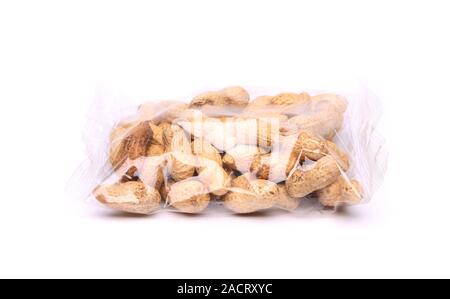 plastic bag of peanuts on the white background Stock Photo - Alamy