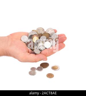 Hand holds coins Stock Photo - Alamy