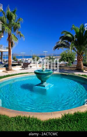 Beach and resort view, Can Picafort, Majorca (Mallorca), Balearic ...