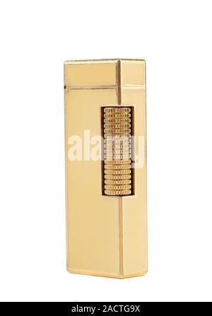 Elegant golden gas cigarette lighter isolated on white background Stock ...