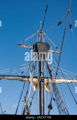 Crow's nest of Nao Victoria, a replica of the Spanish carrack that made ...