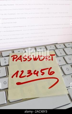 Note on Computer Keyboard: Password 123456 Stock Photo - Alamy