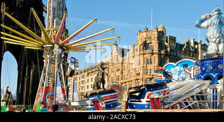 Yeti and Star Flyer fairground rides. Edinburgh Christmas Market and ...