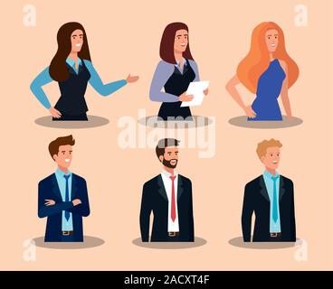group of business people elegant avatar character Stock Vector Image ...