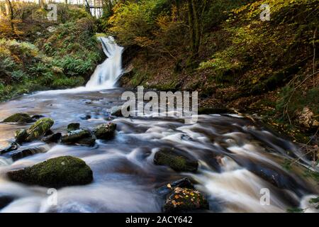 Peiran Waterfall in the Hafod Estate West Wales, taken in Autumn time ...