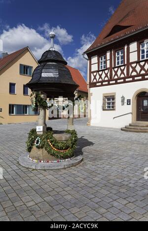 historic town hall of 1561 in Gochsheim, district of Schweinfurt, Lower ...