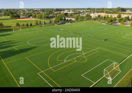 Aerial view of a multi-use playfield with soccer/lacrosse fields and a ...