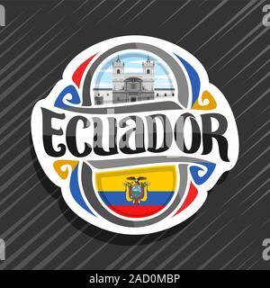 Vector logo for Ecuador country, fridge magnet with ecuadorian flag ...
