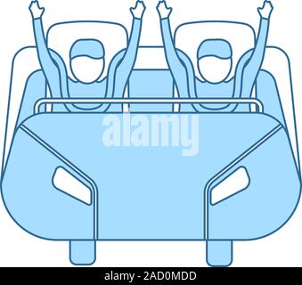 Roller Coaster Cart Icon. Thin Line With Blue Fill Design. Vector ...