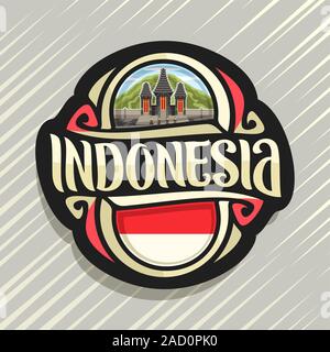 Vector logo for Indonesia country, fridge magnet with indonesian state ...