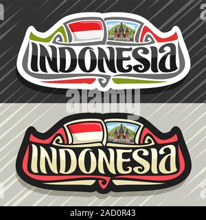 Vector logo for Indonesia country, fridge magnet with indonesian state ...