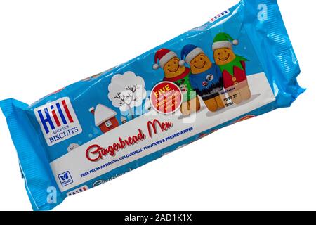 Packet of Hill Biscuits Gingerbread Men isolated on white background ...