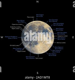 Map of the Moon Surface Seas Craters Stock Photo - Alamy