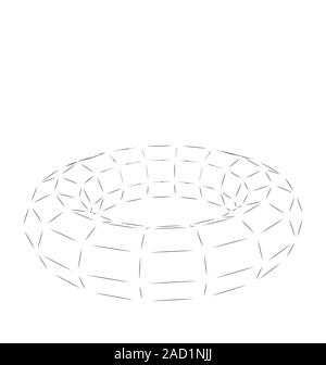 3D illustration Torus Polygon abstract formed from triangles connected ...