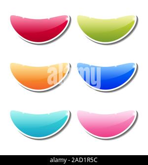 Colorful pink sticky note,red paper hearts on blue table background ...