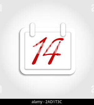 Calendar february 14 reminder valentine's day. Watercolor illustration ...