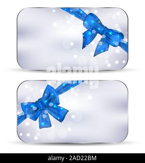 Blue Ribbon and Bow Set for Birthday and Christmas Gift Box. Realistic ...