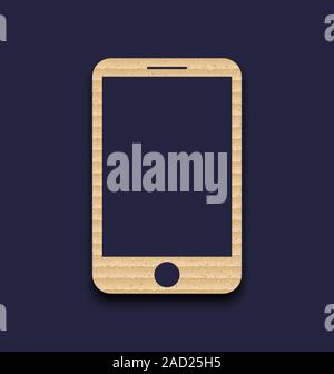 Illustration abstract carton paper mobile phone with shadow, isolated ...
