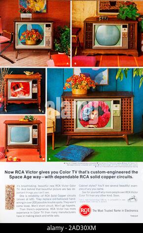 RCA Victor color TV advert in a Natgeo magazine, March 1966 Stock Photo ...