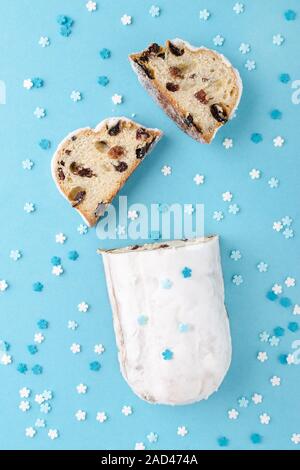 Christmas decoration on the blue background Stock Photo - Alamy