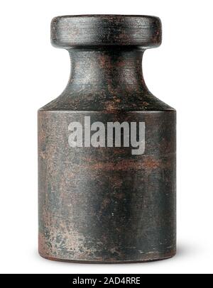 Old rusty iron scale weight isolated on white Stock Photo - Alamy