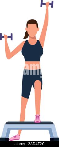 avatar woman exercising and lifting dumbbells icon Stock Vector Image ...