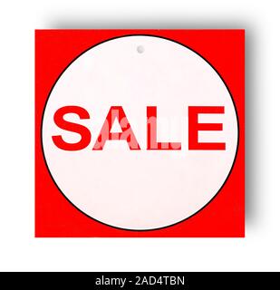 Red sign White Text Sale in Shop Display. Red Shopping billboard Stock ...