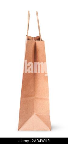White paper shopping bag side view isolated on white background with ...