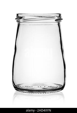 Empty transparent canning jar without lid. Isolated on white background ...