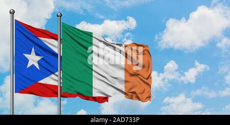 Republic of Ireland, Irish vs Puerto Rico smoky mystic flags placed ...