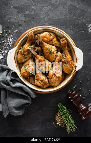 Baked chicken legs. top view Stock Photo - Alamy