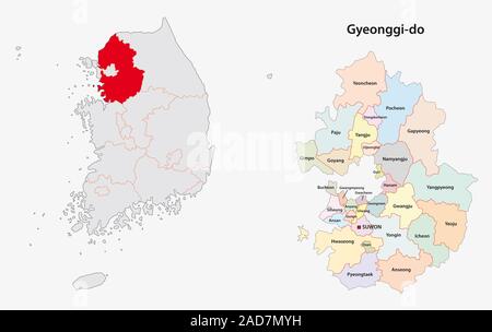 South Korea political map with capital Seoul, national borders ...