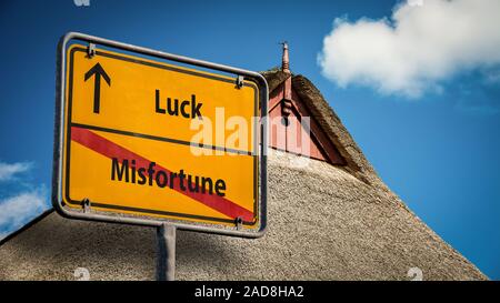 Street Sign to Luck versus Misfortune Stock Photo - Alamy