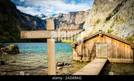 Street Sign BUILDING GROUND Stock Photo - Alamy