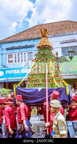Grebeg Gunungan crossing Malioboro Street in Yogyakarta. Grebeg ...