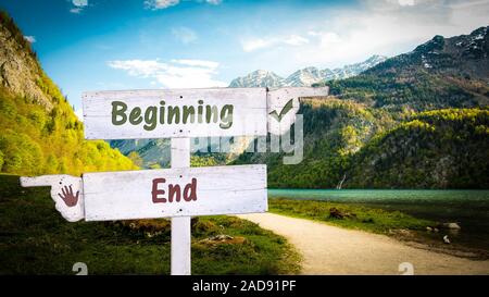 Street Sign Beginning versus End Stock Photo - Alamy