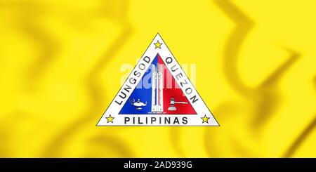 3D Illustration of a waving Philippines city flag of Manila Stock Photo ...