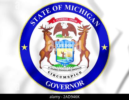 3D Governor of Michigan Flag, USA. 3D Illustration Stock Photo - Alamy