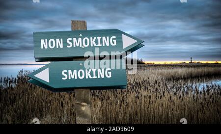 Street Sign Smoking versus Non Smoking Stock Photo - Alamy