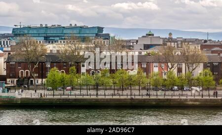 Modern street row houses and waterfront terrace in urban area of The ...