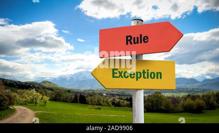 Street Sign to Exception versus Rule Stock Photo - Alamy