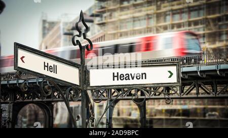 Street Sign Heaven versus Hell Stock Photo - Alamy