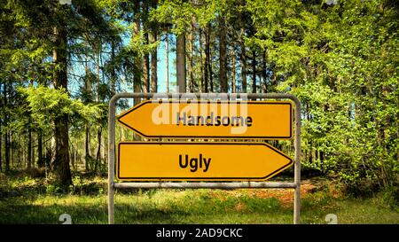 Street Sign Handsome versus Ugly Stock Photo - Alamy