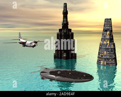 Atlantis base in the sea with towers Stock Photo - Alamy