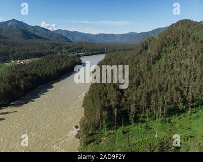 Aerial view of Katun river Stock Photo - Alamy