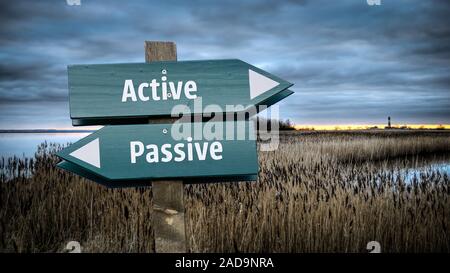Street Sign to Active versus Passive Stock Photo - Alamy