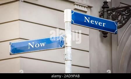 Street Sign Now versus Never Stock Photo - Alamy